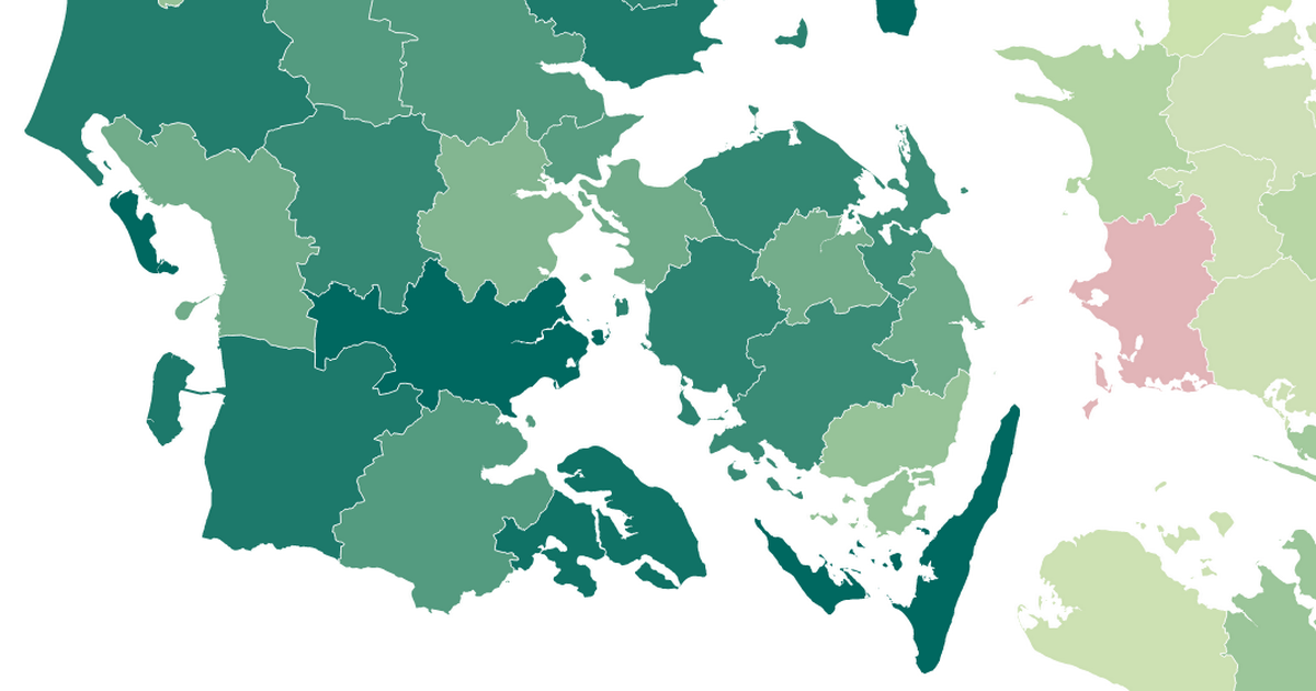 Se det nyeste kort: Kun otte jyske og fynske kommuner har ny ...