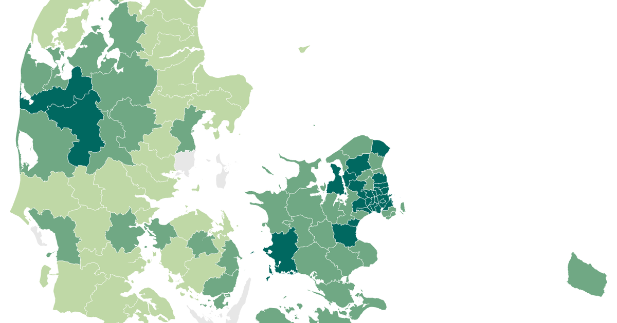 Se kortet: Sådan har smitten fordelt sig gennem hele epidemien ...
