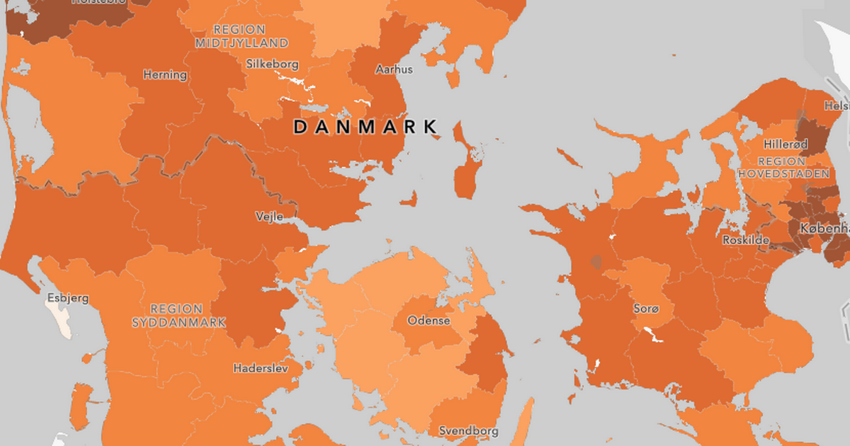 Nyt coronakort over coronasmitte i Danmark: To jyske kommuner skiller ...