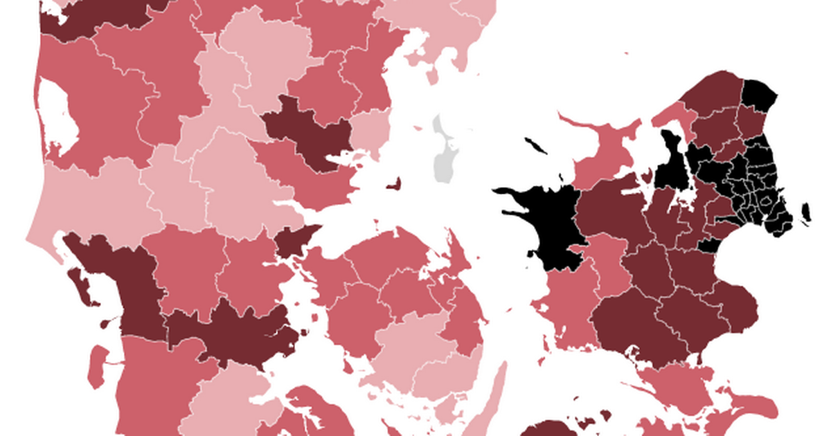 Syv steder i landet har incidenstal på over 1.000 og tre ud af fire kommuner passerer grænse for ...